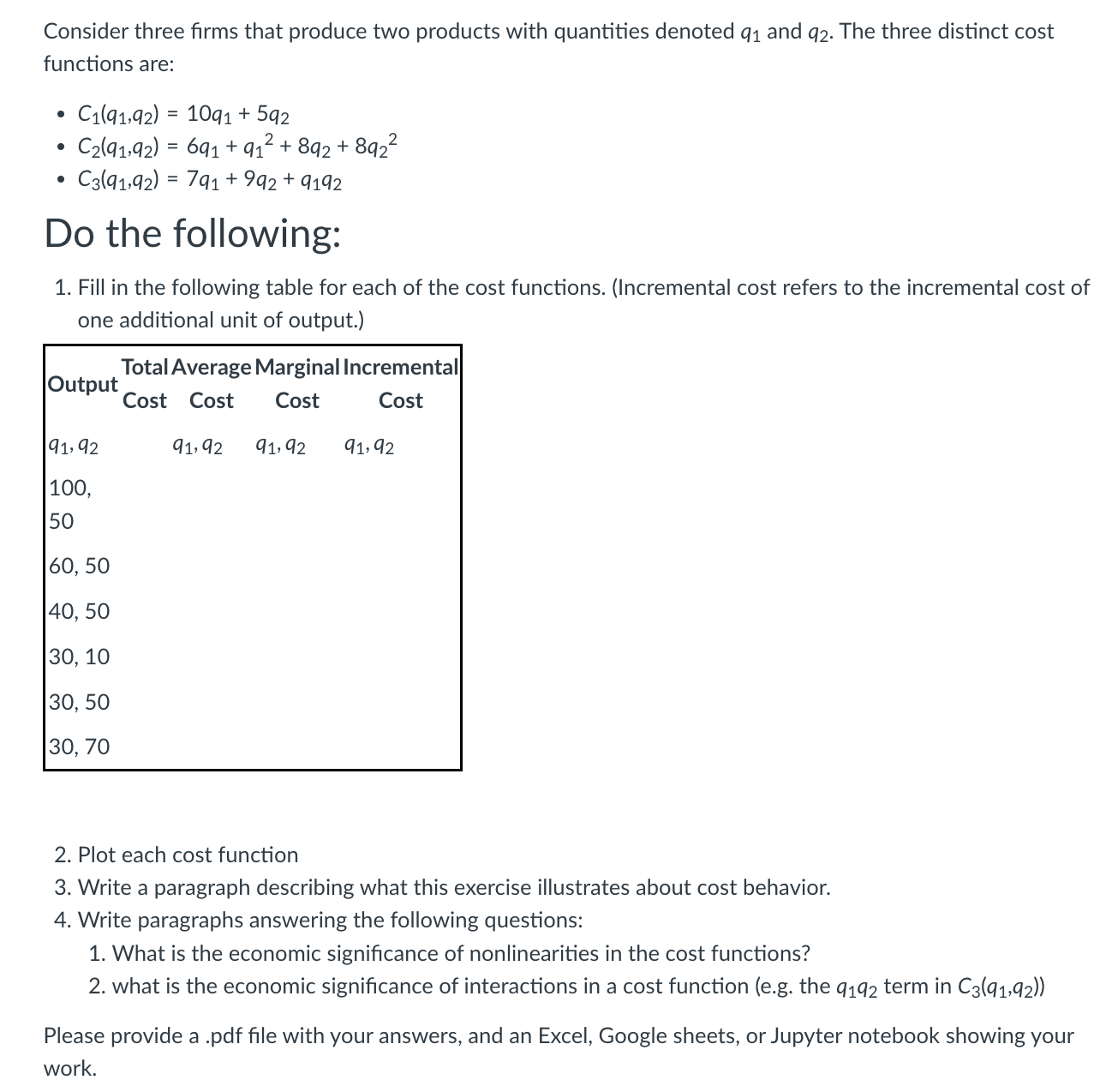 Consider three firms that produce two products with | Chegg.com