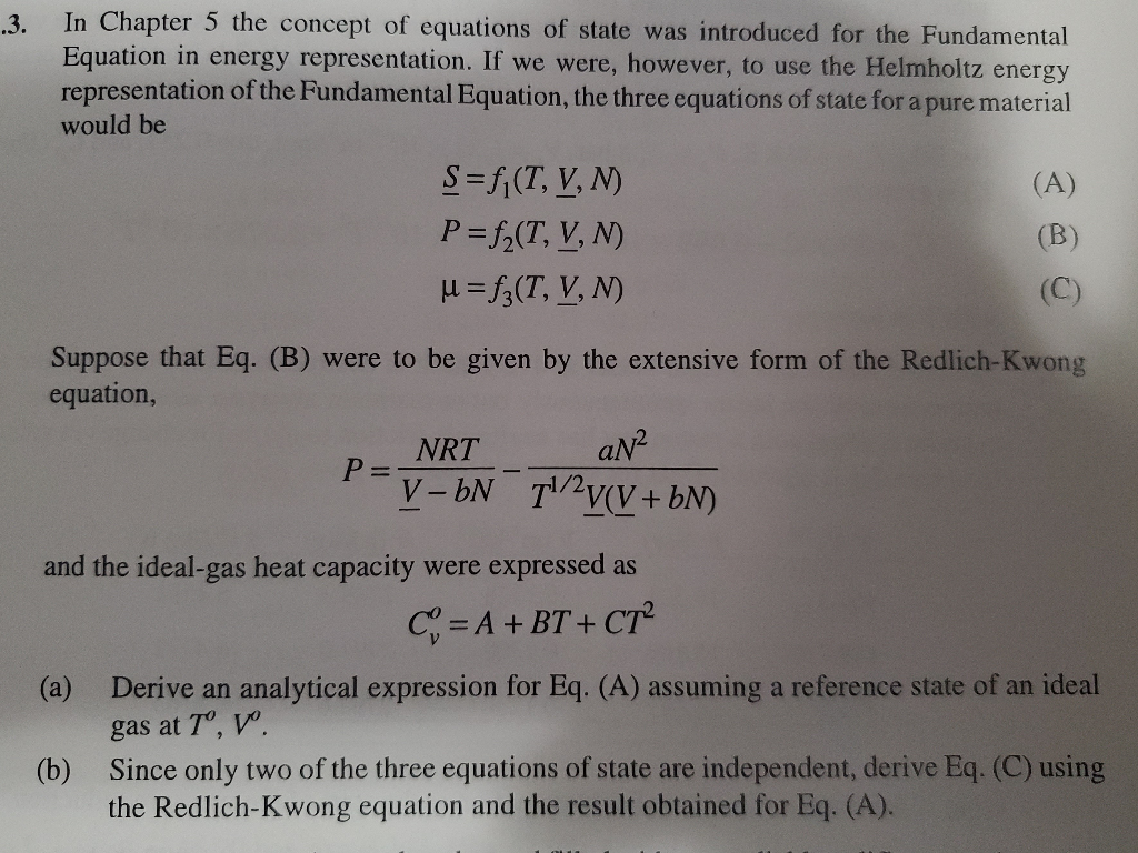 .3. In Chapter 5 the concept of equations of state | Chegg.com