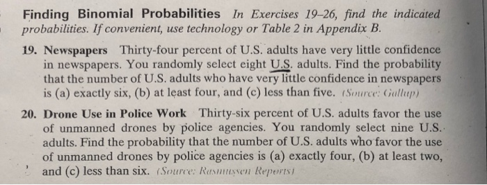 Solved Finding Binomial Probabilities In Exercises 19-26, | Chegg.com