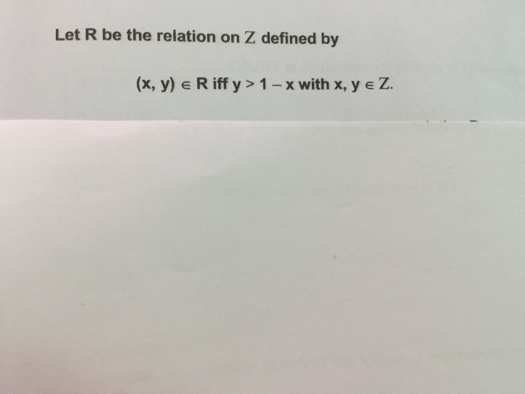 Solved Let R be the relation on Z defined by (x, y) E R iff | Chegg.com