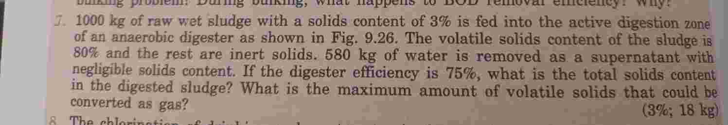 Solved J. 1000 ﻿kg of raw wet sludge with a solids content | Chegg.com