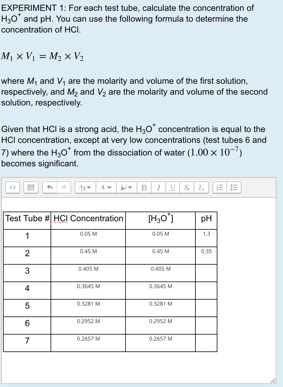 Solved Take 0.1 M hydrochloric acid from the Materials shelf | Chegg.com