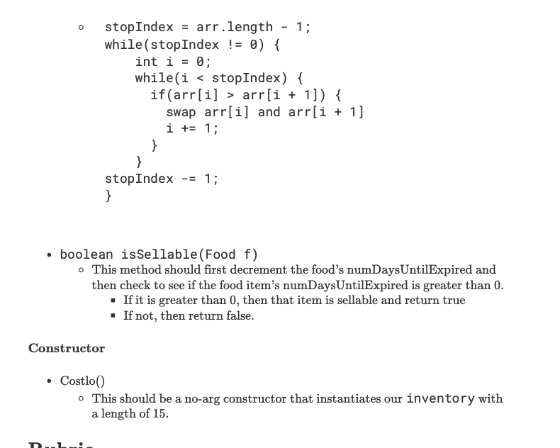 Costlo.java This class will implement the Sellable | Chegg.com