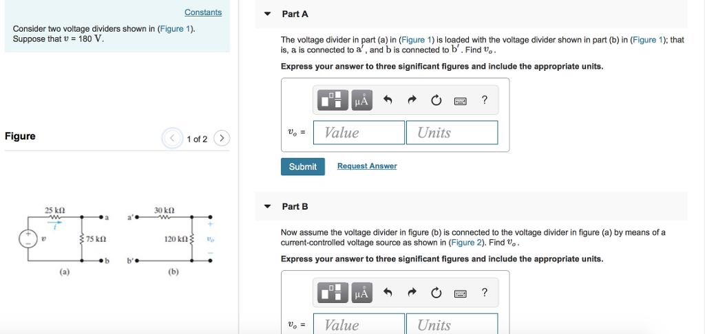 Solved onstants PartA Consider two voltage dividers shown in | Chegg.com