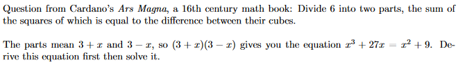 Solved Question from Cardano's Ars Magna, a 16th century | Chegg.com