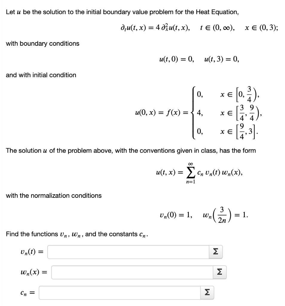 Solved Let U Be The Solution To The Initial Boundary Value