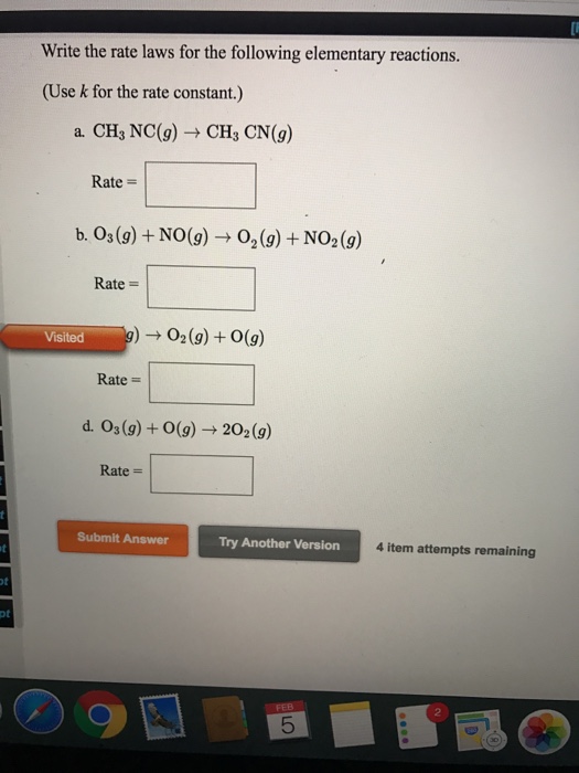 Solved Write the rate laws for the following elementary | Chegg.com