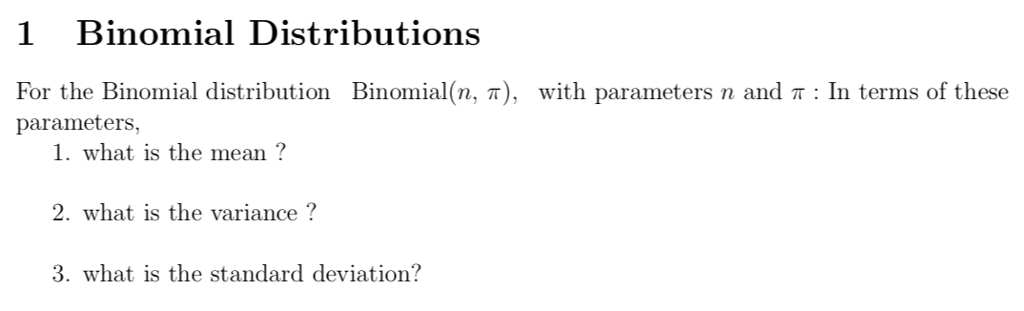 Solved 1 Binomial Distributions For the Binomial | Chegg.com