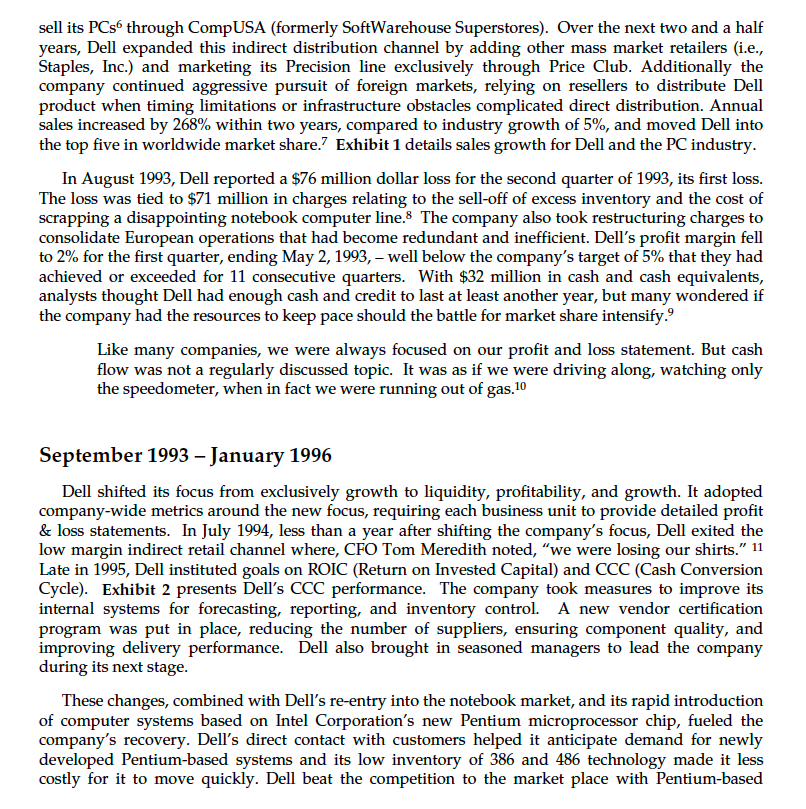 RICHARD RUBACK Dell's Working Capital Dell Computer | Chegg.com