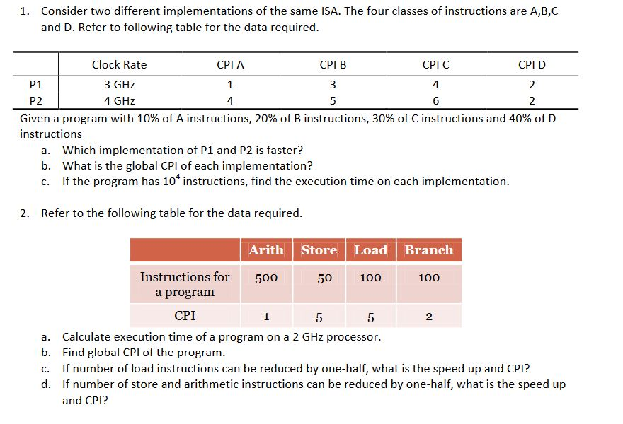 Solved 1. Consider two different implementations of the same | Chegg.com