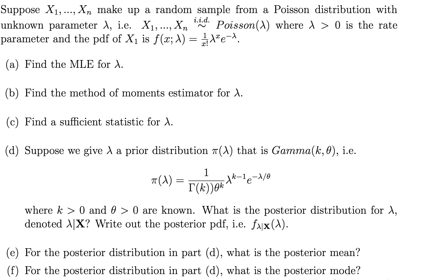 Solved i.i.d. Suppose X1, ..., Xn make up a random sample | Chegg.com