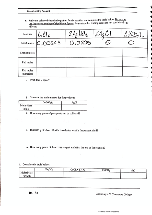 Solved Prelaboratory Exercise: Limiting Reagent 26 8 | Chegg.com