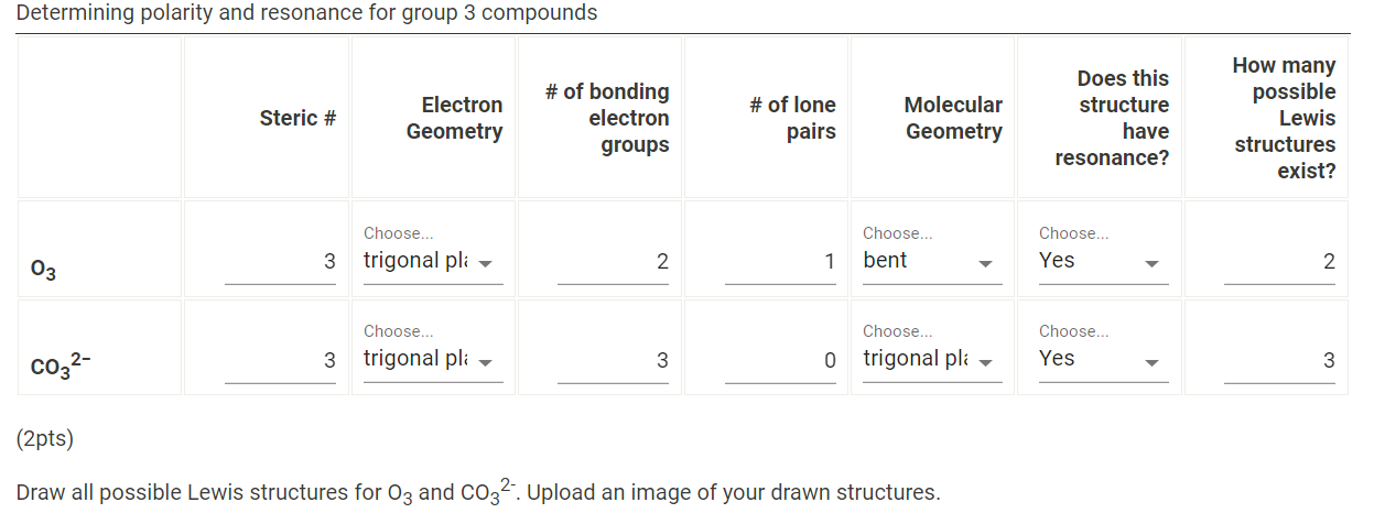 Solved Draw all possible Lewis structures for O3 and CO32−. | Chegg.com