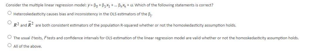 Solved Consider the multiple linear regression model: y = | Chegg.com