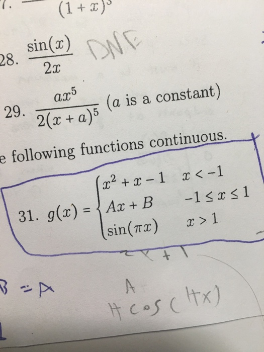 Solved Find The Values Of A And B That Make Following