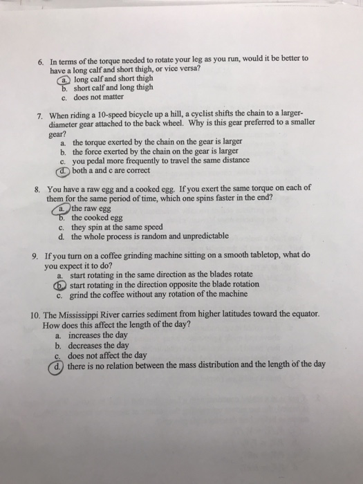 Solved 6. In terms of the torque needed to rotate your leg | Chegg.com
