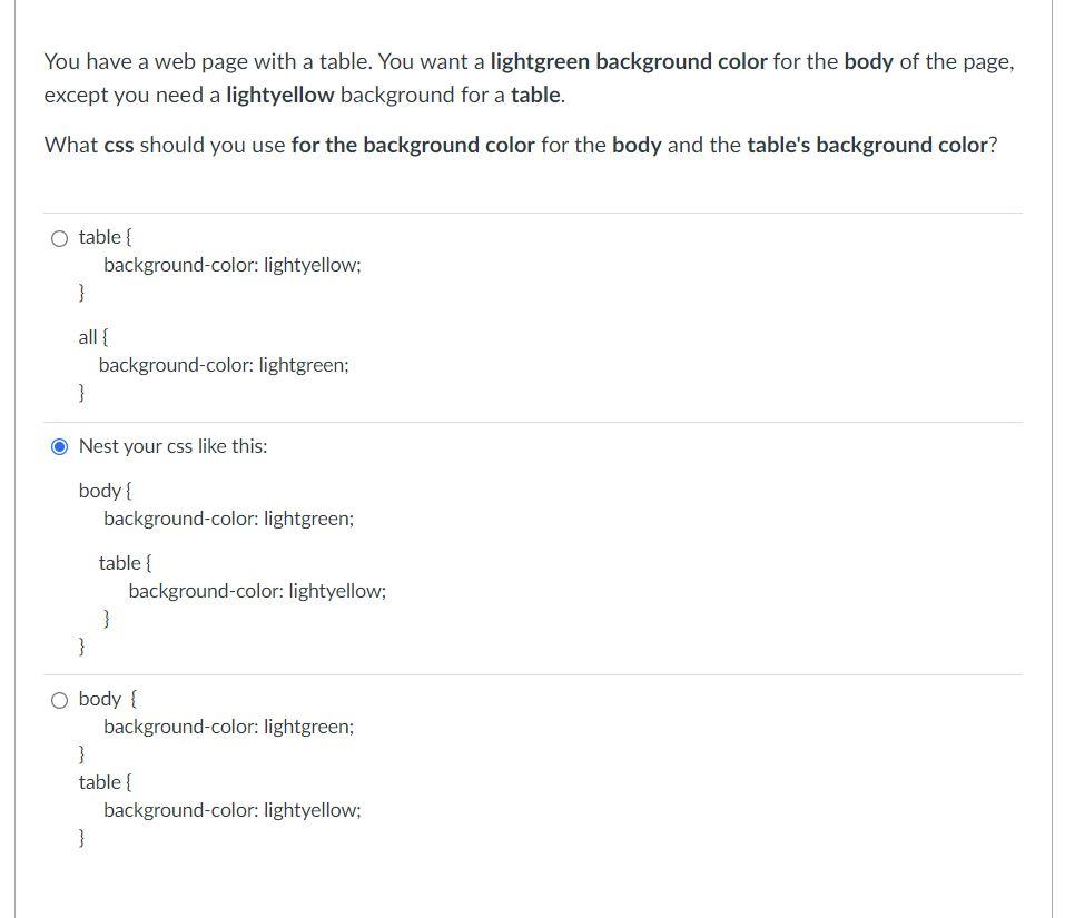 Solved You have a web page with a table. You want a | Chegg.com