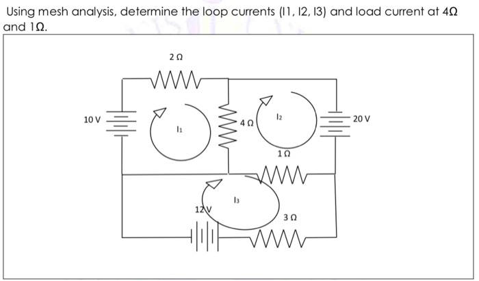 Solved Using mesh analysis, determine the loop currents (11, | Chegg.com