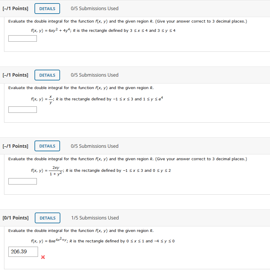 Solved [-/1 Points) DETAILS 0/5 Submissions Used Evaluate | Chegg.com Solved [-/1 Points) DETAILS 0/5 Submissions Used Evaluate | Chegg.com
