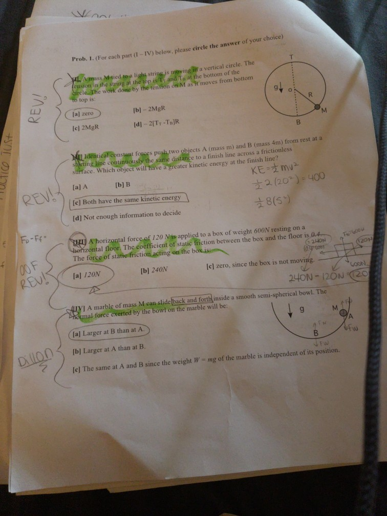 Solved Prob. 1. (For each part ( -IV) below, please circle | Chegg.com