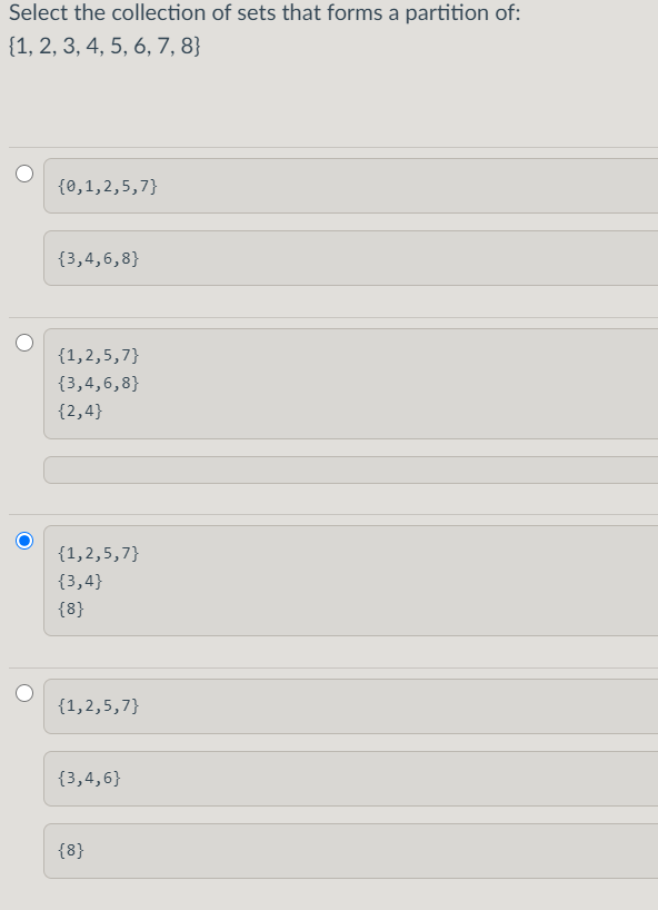 Solved Select the collection of sets that forms a partition | Chegg.com