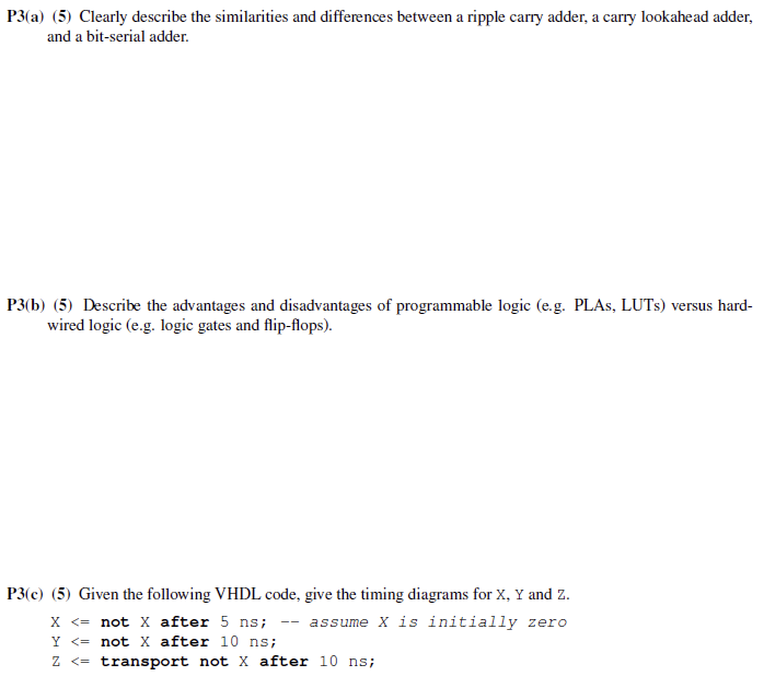 Solved P3(a) (5) Clearly describe the similarities and | Chegg.com