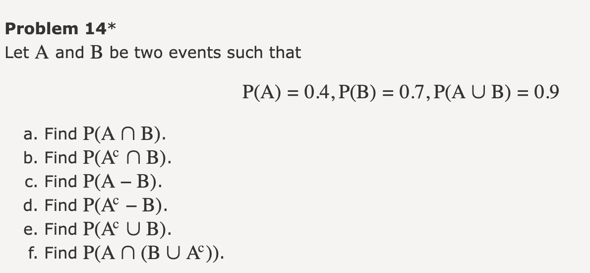 Solved Problem 14* Let \\( A \\) and \\( B \\) be two events | Chegg.com