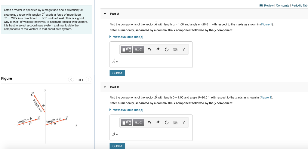 Solved Part C Find the components of the vector © with | Chegg.com