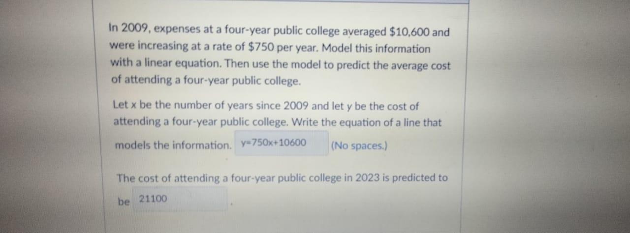 Solved In 2009, expenses at a four-year public college | Chegg.com