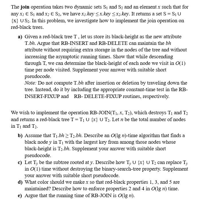 Solved The join operation takes two dynamic sets S1 ﻿and S2 | Chegg.com