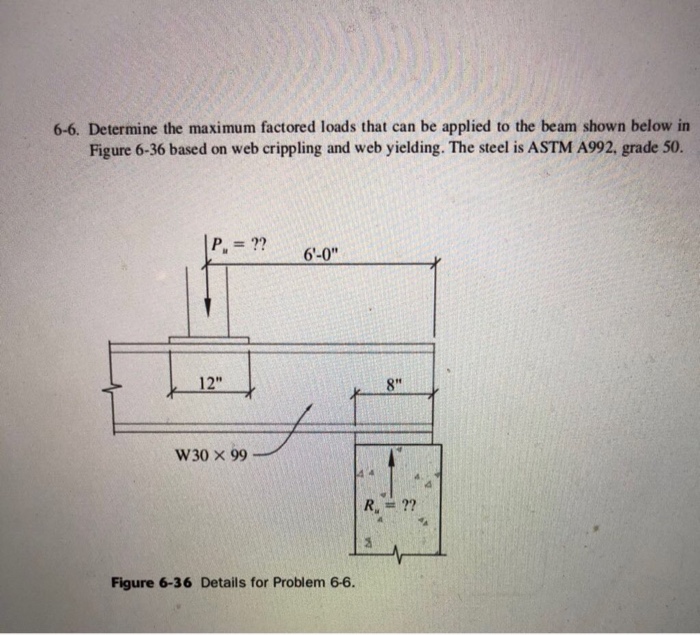 Solved 6-6. Determine the maximum factored loads that can be | Chegg.com