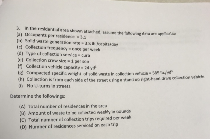 Solved 3. In the residential area shown attached, assume the | Chegg.com