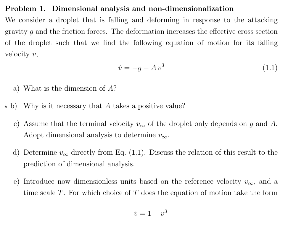 Solved Problem 1. Dimensional analysis and | Chegg.com