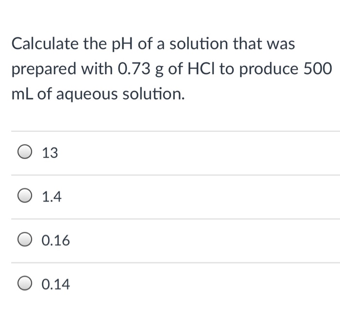 Solved Calculate the pH of a solution that was prepared with | Chegg.com