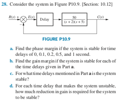 Solved 28. Consider the system in Figure P10.9. (Section: | Chegg.com
