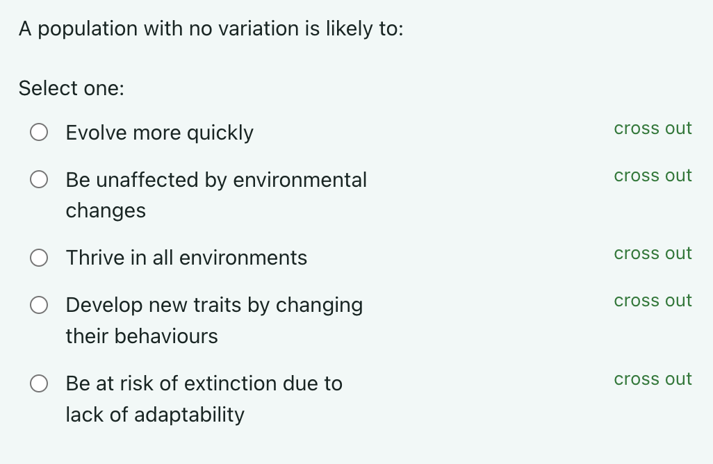 Solved A population with no variation is likely to:Select | Chegg.com