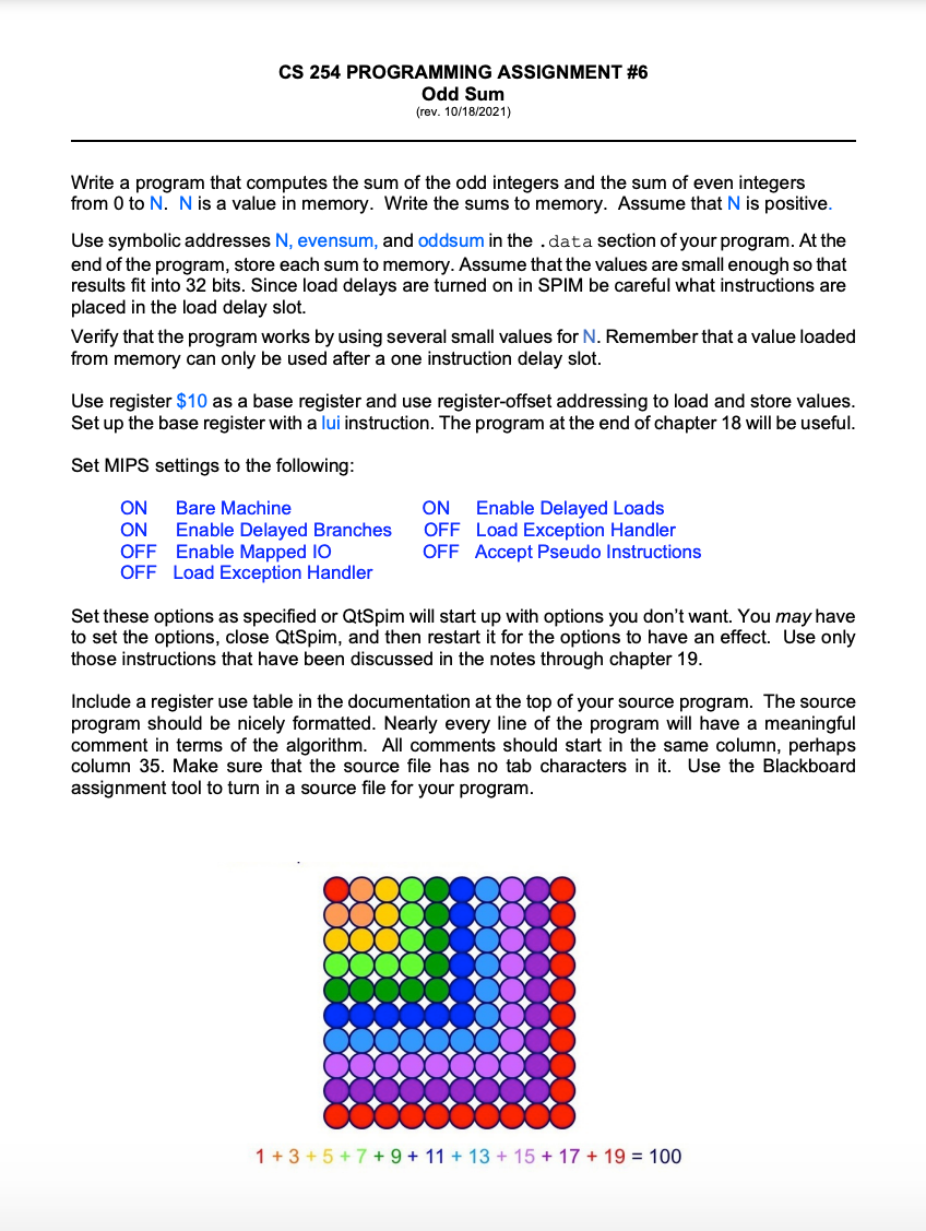 CS 254 PROGRAMMING ASSIGNMENT #6 Odd Sum (rev. | Chegg.com