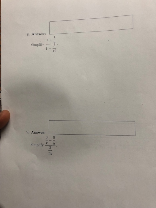Solved 8. Answer: Simplify 12 9. Answer Simplify | Chegg.com