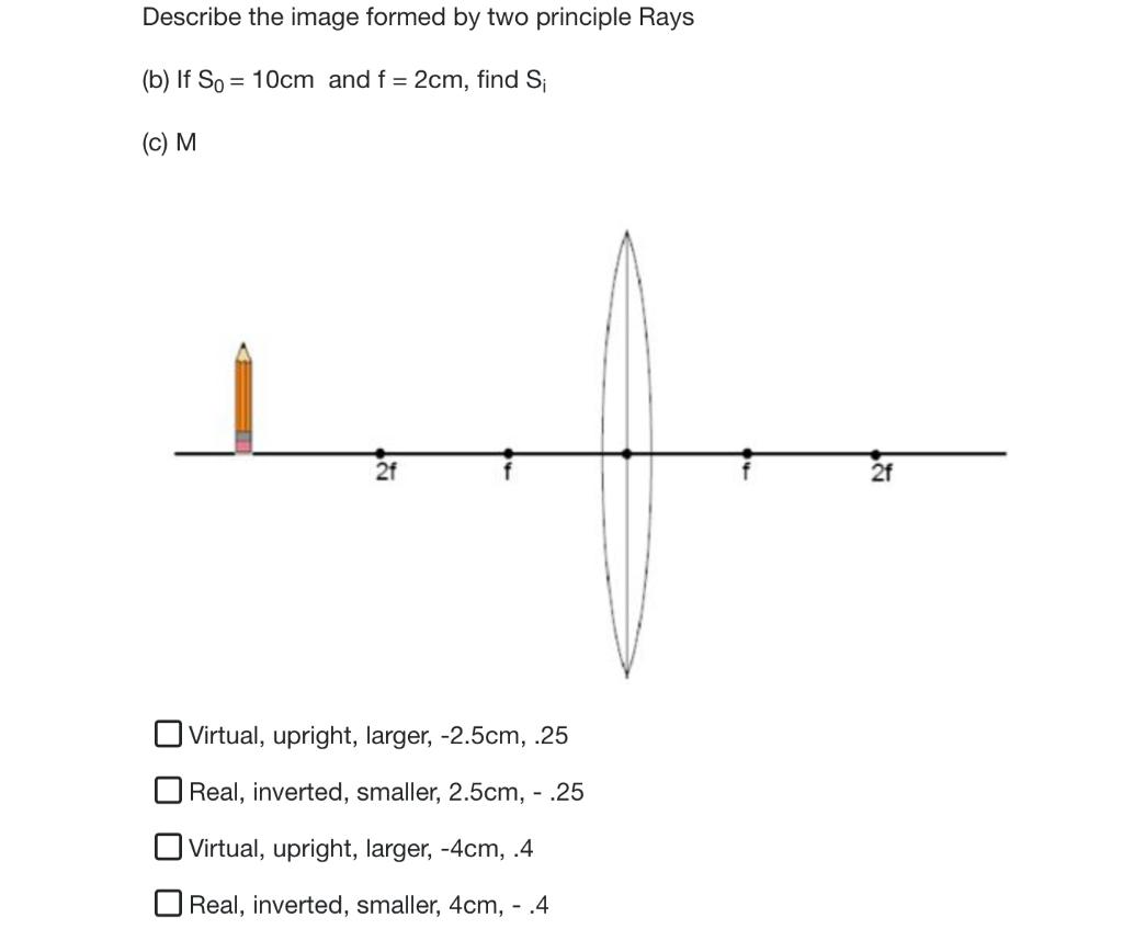 Solved Describe the image formed by two principle Rays (b) | Chegg.com