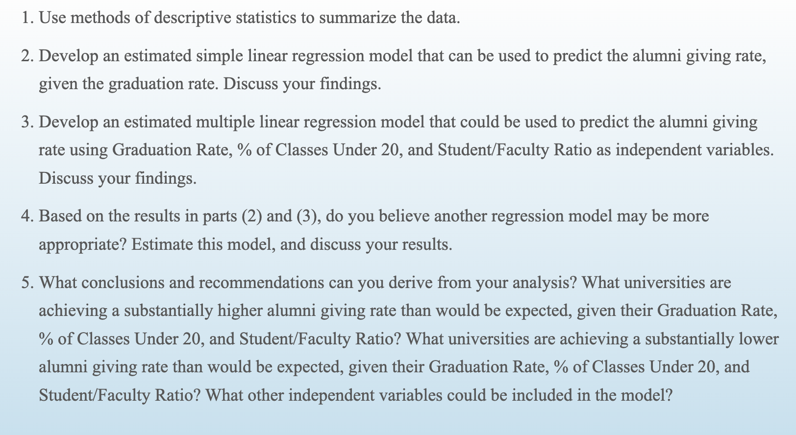 Solved 1. Use methods of descriptive statistics to summarize | Chegg.com