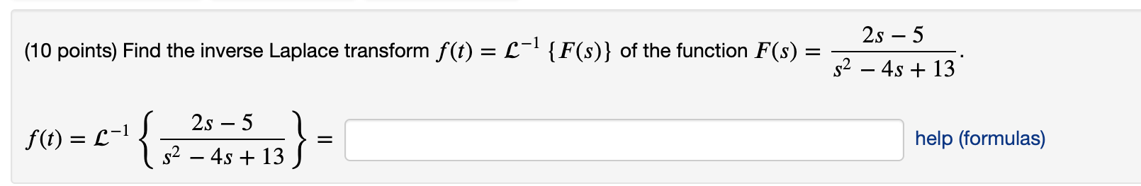 Solved (10 points) Find the inverse Laplace transform | Chegg.com