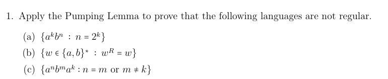 Solved Apply the Pumping Lemma to ﻿prove that the following | Chegg.com