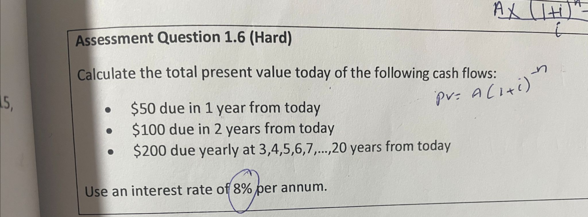 Solved Assessment Question 1.6 (Hard) Calculate the total | Chegg.com