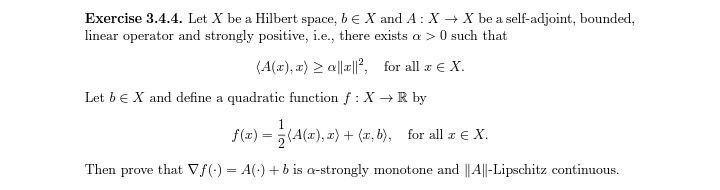 Solved Exercise 3.4.4. Let X be a Hilbert space, be X and A: | Chegg.com