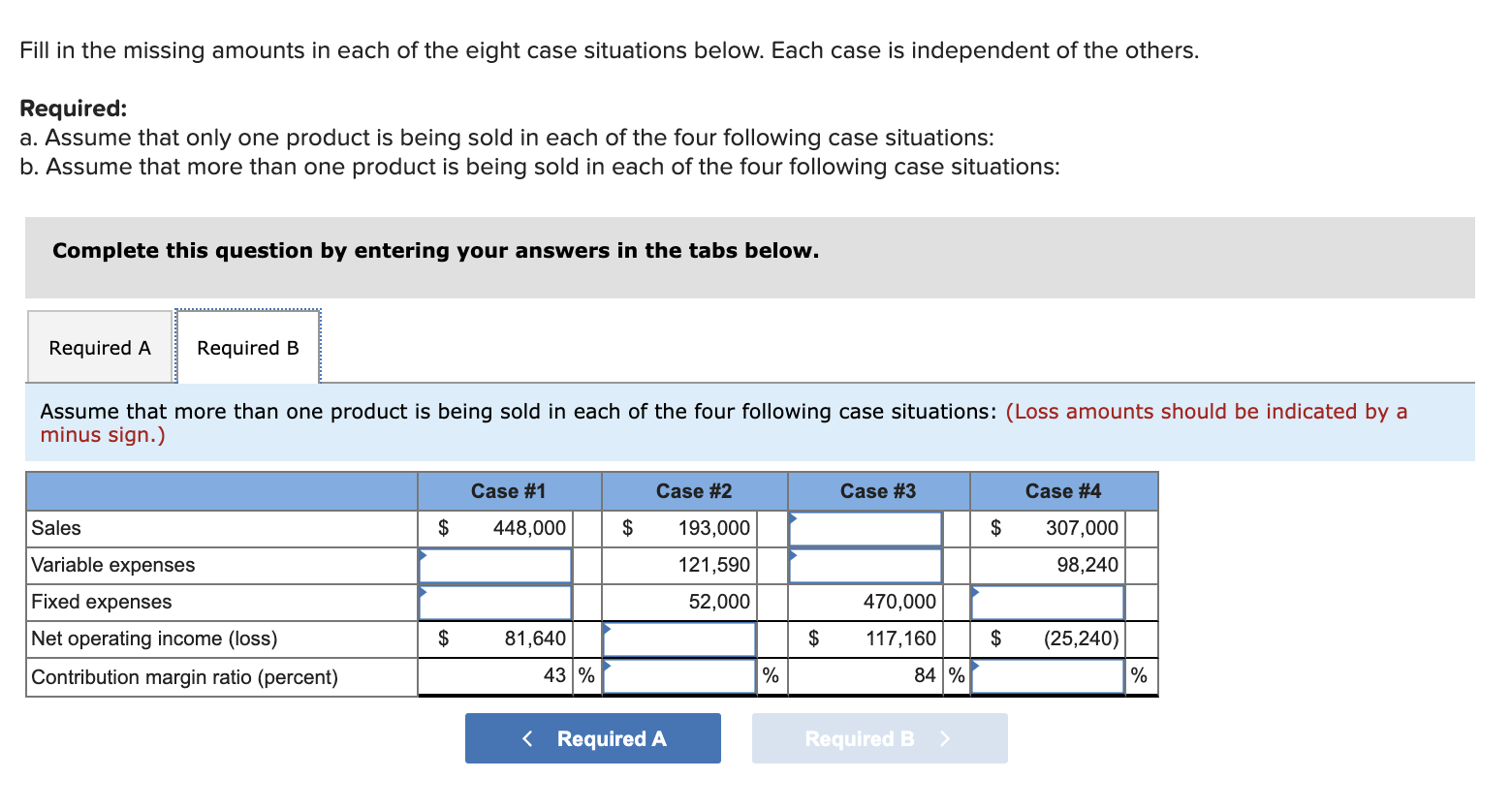 Solved Fill in the missing amounts in each of the eight case | Chegg.com