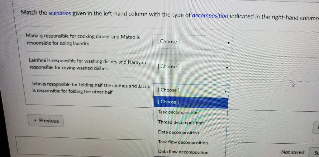 Solved Match the scenarios given in the left-hand column | Chegg.com