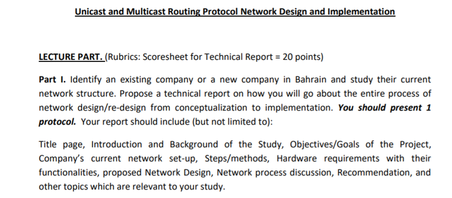 Unicast and Multicast Routing Protocol Network Design | Chegg.com