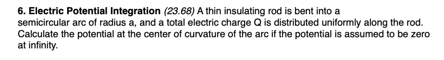 Solved 6. Electric Potential Integration (23.68) A thin | Chegg.com