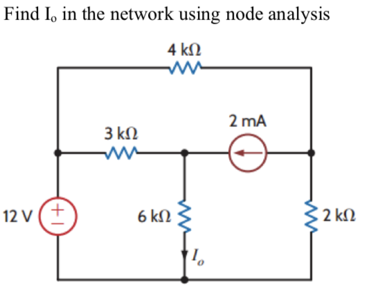 Solved Find I, in the network using node analysis 4 ΚΩ 2 mA | Chegg.com