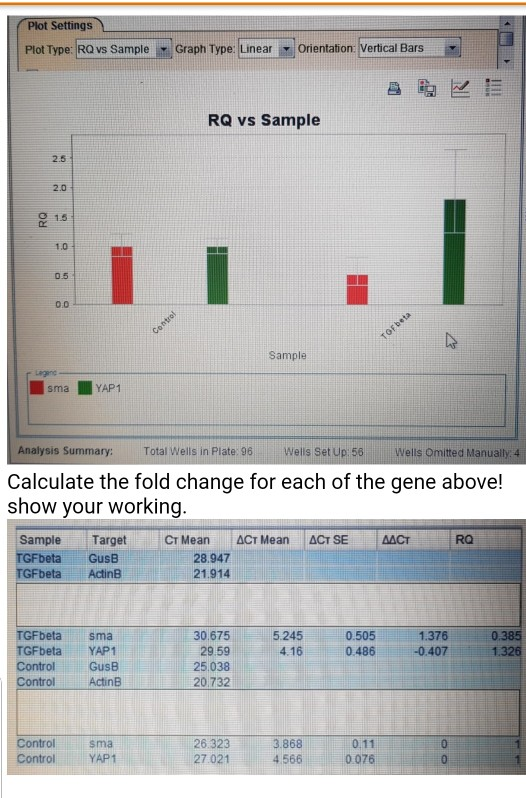 Solved Plot Settings 1 Plot Type: RQ vs Sample Graph Type: | Chegg.com